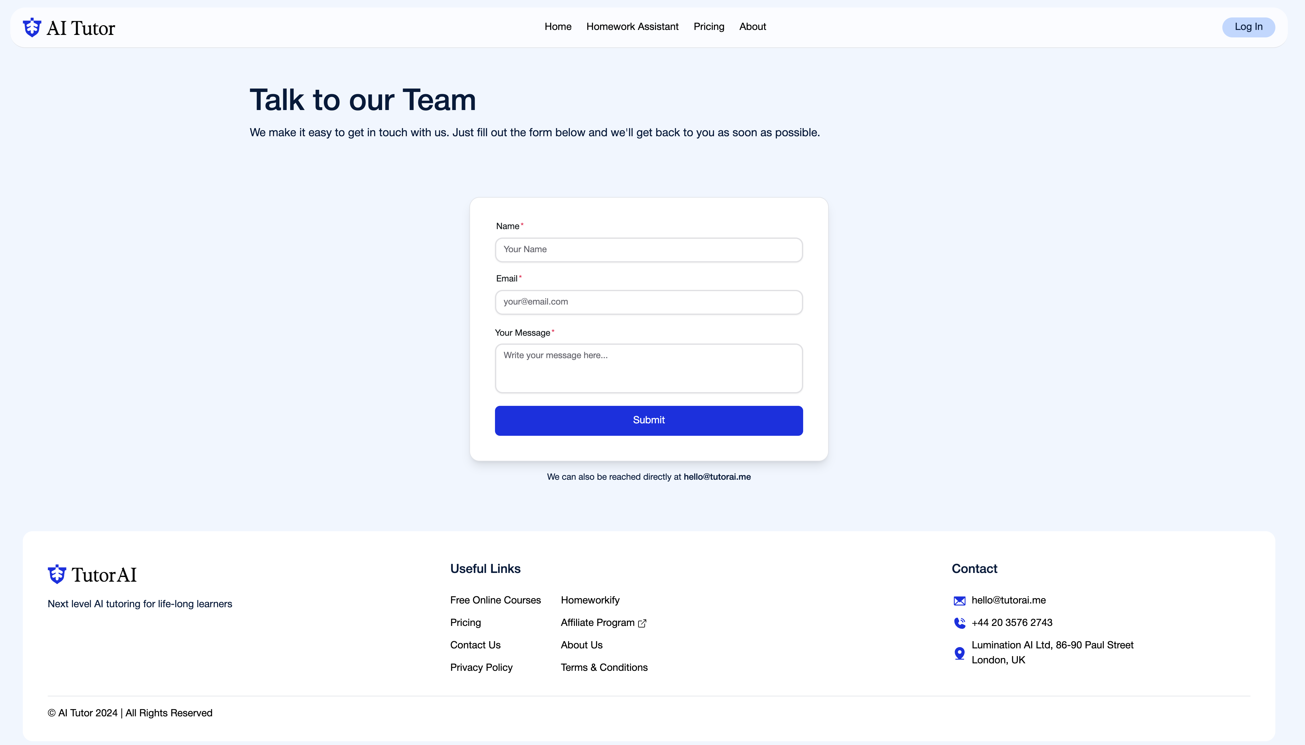 Contact Us - TutorAI