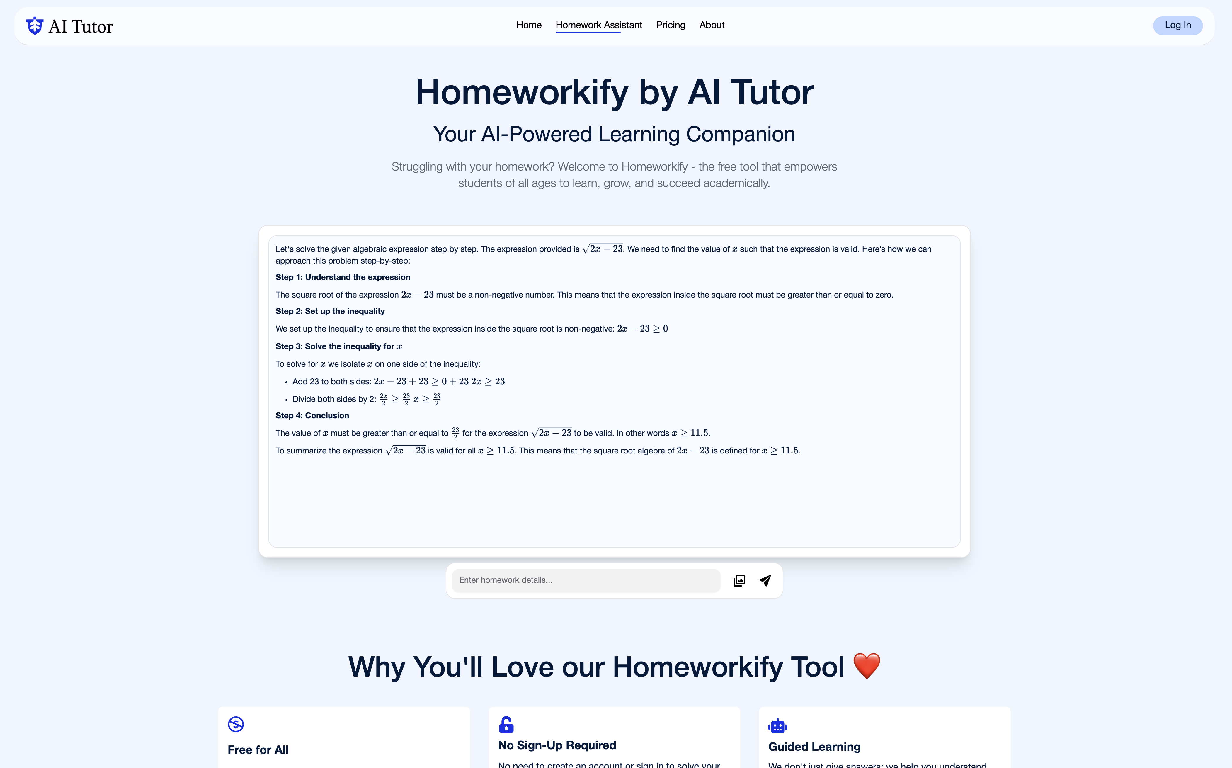 Homeworkify - Fully Free Homework Helper Tool by AI Tutor